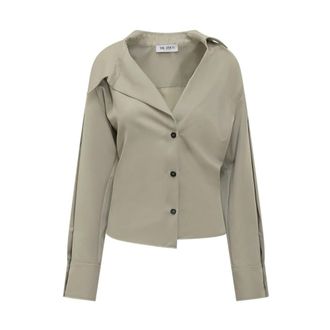 The Attico Femme, Blouses et Chemises, Vert, Taille: 38 FR Asymmetric Cotton Shirt