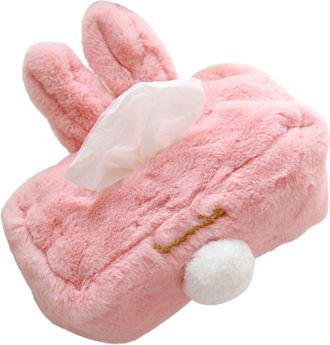 Cabilock Rabbit Ear Tissue Box Pl&uuml;sch Serviettenaufbewahrung F&uuml;r Zuhause B&uuml;ro Bar Rosa Rechteckige Papiertuchbox Design Einfache Handhabung Schmutz Und Verschl