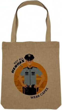 Fabulous Sac Shopping Tote Bag Aspect Lin - True Heroes - Policeman Job Sac de Courses Toile Epaisse 360g Beige Naturel Cabas Port&eacute; Epaule Solide Imprim&eacute; en Fr