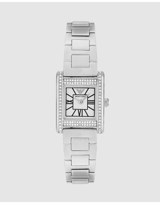Emporio Armani montre femme &agrave; deux aiguilles en acier inoxydable argent&eacute;e