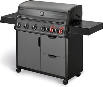 Enders Gasgrill Hyde 6 SIKR Turbo, 6-Brenner aus Edelstahl für kraftvolles direktes und indirektes Grillen, 800 °C TURBO ZONE, SWITCH GRID, Infarot-Backburne