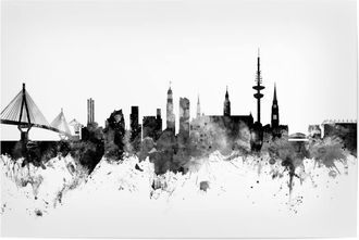 artboxONE Poster 30x20 cm Städte Skyline Hamburg hochwertiger Design Kunstdruck - Bild Hamburg Hamburg minimal