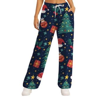 Generic Pantalon Chaud Femme, Legging De Sport Femme Christmas Pantalon DéContracté Taille Haute avec Cordon De Serrage éLastique Imprimé Yoga IdéAl pour Le S