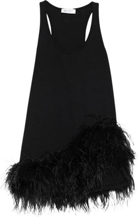 The Attico Femme, Tops, Noir, Taille: 38 FR Feathered Mini Dress