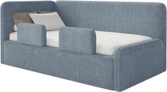 Selsey Selsey Fanko - Kinderbett 90x200 cm mit Rausfallschutz, Kopfteil links, Pl&uuml;sch, Blau
