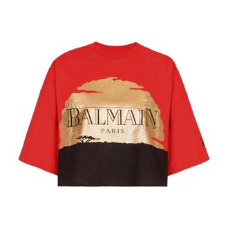 Balmain Femme, Tops, Multicolore, Taille: 42 FR Disney x : The Lion King - T-shirt court imprim&eacute; Sunset