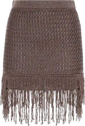 Pinko Pinko, Femme, Jupes, Brun, Taille: 38 FR Platanus Gonna Openwork Lurex