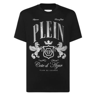 Philipp Plein Homme, Tops, Noir, Taille: XL T-Shirt Col Rond SS Cote D Azur Stones
