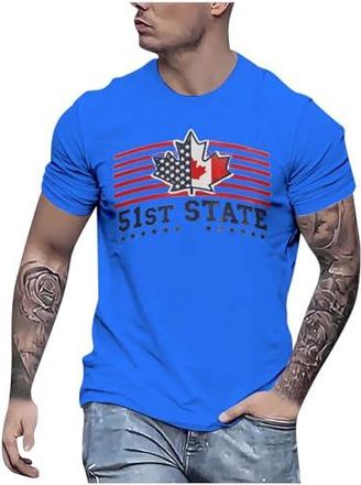 Generic T-shirt d&eacute;contract&eacute; Canada 51st State pour hommes &agrave; manches courtes d&eacute;t&eacute; ample coupe ample hauts de sport 2025 T-shirts &agrave; col rond pour sortir, T-shir