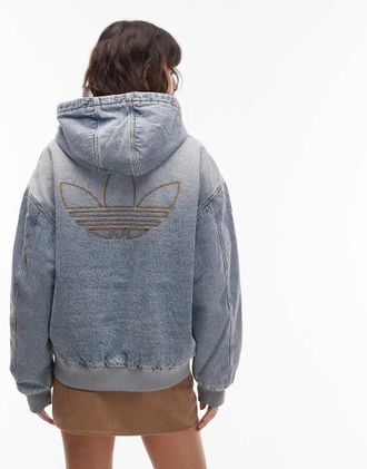 adidas Originals Sweat &agrave; capuche zipp&eacute; en denim - Indigo-Bleu