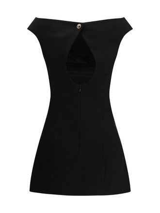 Marine Serre Womens Wool Boucl&eacute; Sleeveless Mini Dress Black