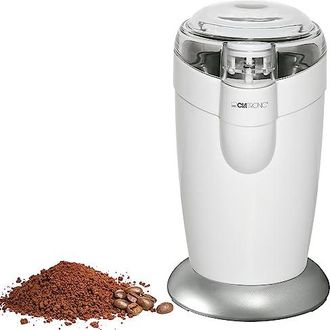 Clatronic elektrische Kaffeemühle | Edelstahlschlagmesser | Fassungsvermögen 40 Gramm | 120 Watt Motor | Edelstahl-Bohnenbehälter | KSW 3306 weiß