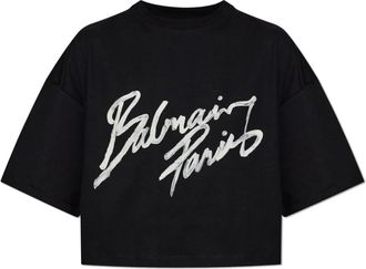 Balmain Femme, Tops, Noir, Taille: 42 FR T-Shirt Court et Ample