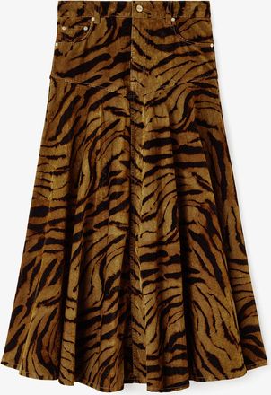 Ganni Jeansrock mit Tigermuster gr&uuml;n