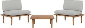 Beliani Lounge Set Hellbraun Akazienholz 3-Teilig 2 Sessel mit Couchtisch Auflagen Hellgrau Modern Outdoor Terrasse Balkon Gartenset Gartenm&ouml;bel Set