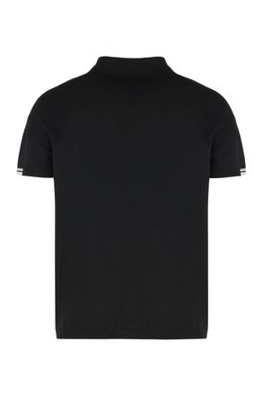 HUGO BOSS Mens Short Sleeve Polo With Zip Closure Black Viscose Shirts T-shirts And Polos