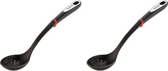 T-fal INGENIO ACCESSOIRES Ecumoire Cranberry Extra Large (Lot de 2) - Cuillère en Silicone et Acier Inoxydable - Robuste et Durable - Compatible Lave-Vaisse