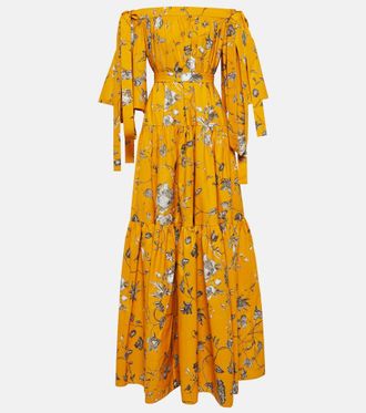 Erdem Robe longue en coton à fleurs