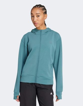 adidas adidas Performance - Designed 4 Training - Sweatshirtjacke in Preloved Teal mit Rei&szlig;verschluss-Blau
