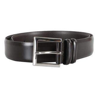 Orciani Klassischer Schwarzer Lederg&uuml;rtel mit Silberschnalle - - Accessories - Herren - Braun - 85 CM