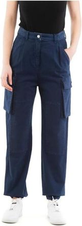 Moschino Femme, Pantalons, Bleu, Taille: 38 FR Pantalon Cargo en Coton avec Multiples Poches