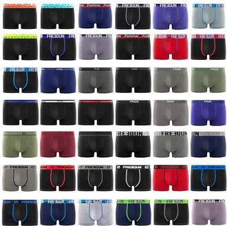 Freegun Pack Surprise Calecon Boxer Homme Coton, Modèle Aléatoire, Durable, Maintien Anti-Glisse et Ultra-Doux (Lot de 6), Noir Taille XXL