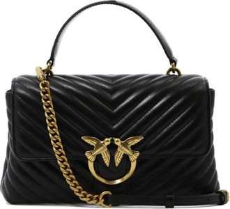 Pinko Pinko, Femme, Sacs, Noir, Taille: ONE Size Love Quilted Leather Shoulder Bag