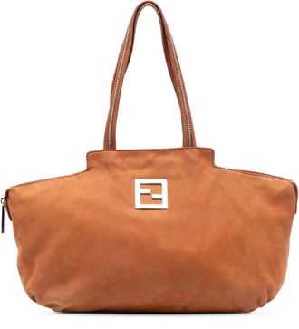 Fendi Shopper - Medium FF Nubuck Chains Tote - Gr. unisize - in Braun - f&uuml;r Damen