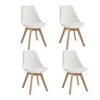 Stones Design Twist Tommy Set aus 4 St&uuml;hlen, Holz, Ma&szlig;e: 52 x 48.5 x 82 cm Modern 48.5 x 52 x 82 cm, Wei&szlig;