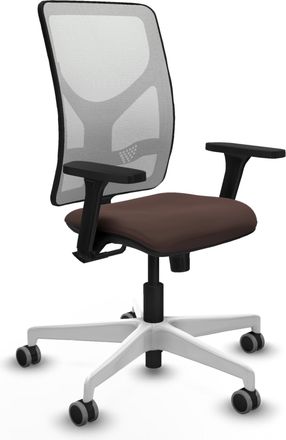 Piqueras y Crespo Drehstuhl mit 3D-Armlehnen, h&ouml;henverstellbare Lendenwirbelst&uuml;tze, ausgestattet mit 3 Positionen und Schneideschaum, Wei&szlig;/Dunkelbraun