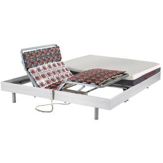 Vente-Unique Lit &eacute;lectrique de relaxation tout plots + matelas m&eacute;moire de forme - 2 x 80 x 200 cm - Blanc - ATRIDE de DREAMEA