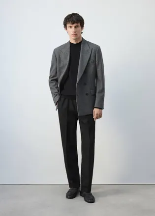 Mango Jersey aus Baumwoll-Viskose mit Perkinskragen schwarz - Herren - S - MANGO MAN