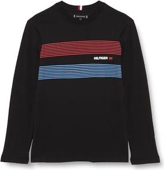 Tommy Hilfiger T-Shirt Manches Longues Homme Chest Hilfiger 85 Ls Tee Coton, Noir (Black), S