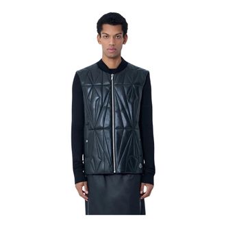 Moncler Geocamo Flight Leder Gilet mit Kapuze - - Jackets - Herren - Schwarzk - S