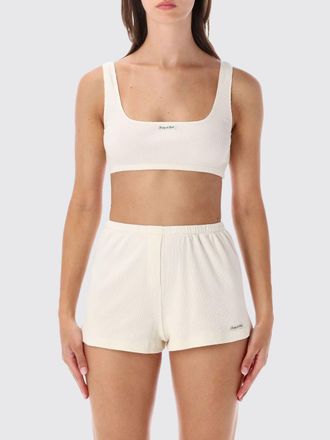 Sporty & Rich Top de sport court en coton stretch avec encolure carr&eacute;e