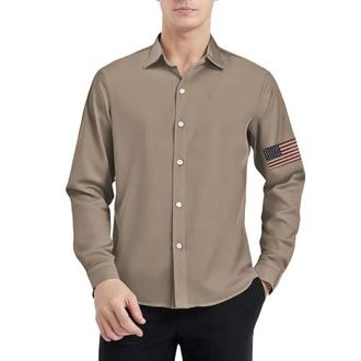 Generic Chemise extensible &agrave; manches longues pour homme - Chemise boutonn&eacute;e imprim&eacute;e - Coupe r&eacute;guli&egrave;re - Chemise daffaires urbaine &eacute;l&eacute;gante - Chemisier formel