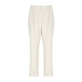 Brunello Cucinelli Femme, Pantalons, Beige, Taille: 38 FR Pantalon Sartorial avec D&eacute;tails Pence et Monile