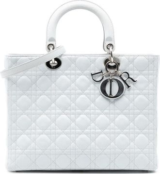 Dior 2011 Large Lambskin Cannage Lady Dior satchel - Wei&szlig;