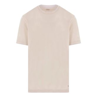Eleventy Homme, Tops, Beige, Taille: XL T-shirt Beige en Coton avec Détails Superposés