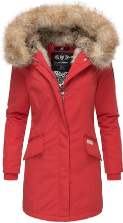 Navahoo Damen Winterjacke Parka Mantel Jacke Kunstfell Gefüttert Cristal XS-XXL (DE/NL/SE/PL, Alphanumerisch, L, Regular, Regular, Rot)