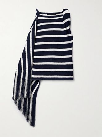 Proenza Schouler Haut Asym&eacute;trique En Mailles &Agrave; Franges Yves - Bleu