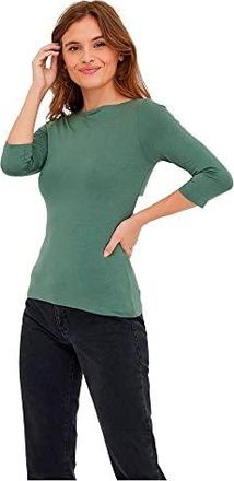 Vero Moda VMPANDA T-Shirt Stretch à Manches 3/4 pour Femme - Col Bateau - Coupe Droite - Manches Longues, Laurel Wreath, M