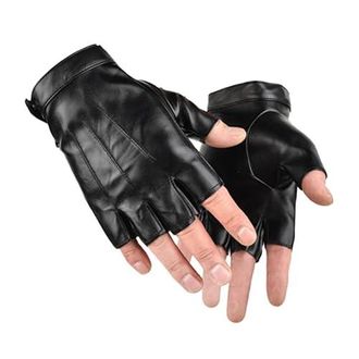 Generic BCQTD - Mitaines de conduite noires en similicuir PU, moufles de sport de plein air, Halloween, cosplay, accessoires de costume Lara Croft pour hommes