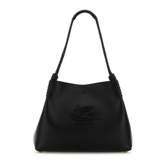 Etro Schwarze Leder Libra Einkaufstasche - - Bags - Damen - Schwarzk - ONE SIZE