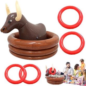 Generico Refroidisseur de boisson flottant - 76 x 76 x 66 cm Bull Gonflable, Refroidisseur de f&ecirc;te en PVC, Conteneur de boisson de grande capacit&eacute; avec 4 annea