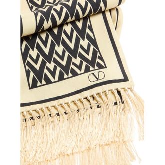 Valentino Garavani Toute la V Print Silk Scarf - Beige