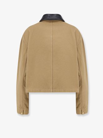 Balenciaga Womens Cropped Workwear Jacket Beige Canvas Cotton