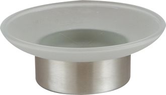 axentia Seifenschale Neapel, Badausstattung, WC-Zubehör aus rostfreiem Edelstahl und hochwertigem Glas, Seifenablage für Küche und Haushalt, Moderner Seifenha