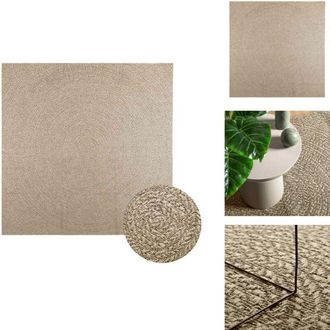 vidaXL Teppich ZIZUR Beige 240x240 cm Jute-Optik Indoor und Outdoor - Teppich - Außenteppich - Fußmatte - Bodenmatte