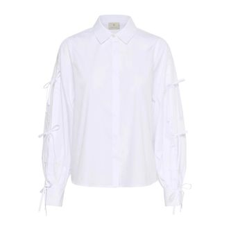 Kaffe Femme, Blouses et Chemises, Blanc, Taille: 44 FR Chemise Blanche Optique avec Manches Bouffantes